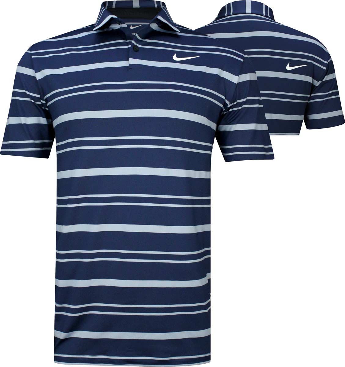 Nike Dri-FIT Tour Stripe Golf Shirts in Midnight navy with light grey ...